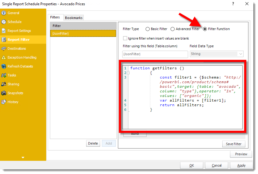 Using JavaScript For Power BI Filters in PBRS